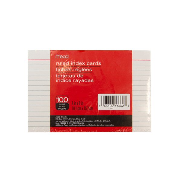 Ruled Index Cards 4x6 | Mead